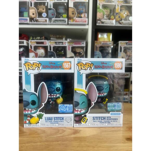 Disney | Toys | 2 Limited Edition Stitch Funko Pops W Headphones Luau ...
